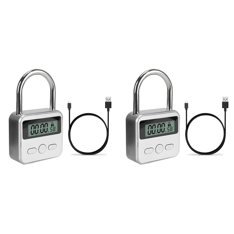 2X Smart Time Lock LCD Display Electronic Timer Switch USB Rechargeable ...