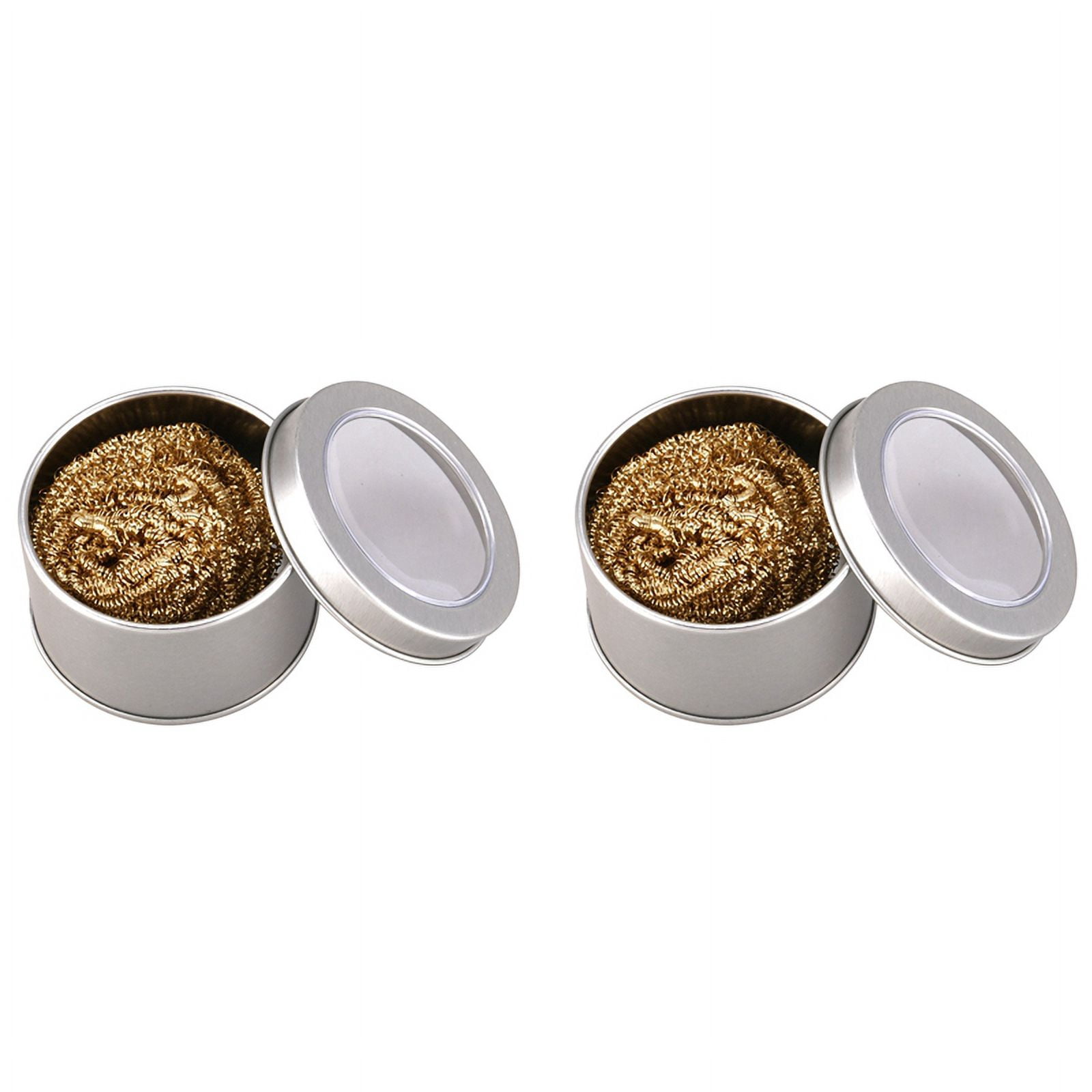 2X Soldering Iron Tip Cleaning Wire Scrubber Cleaner Ball W Metal Case ...