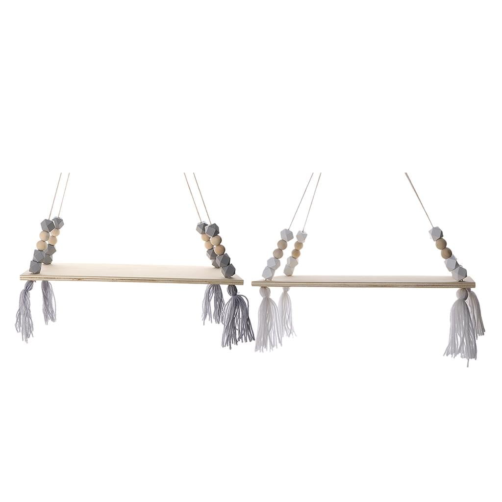 2X Solid Wooden Float Wall Hanging Bracket Shelf Ledge Organizer ...