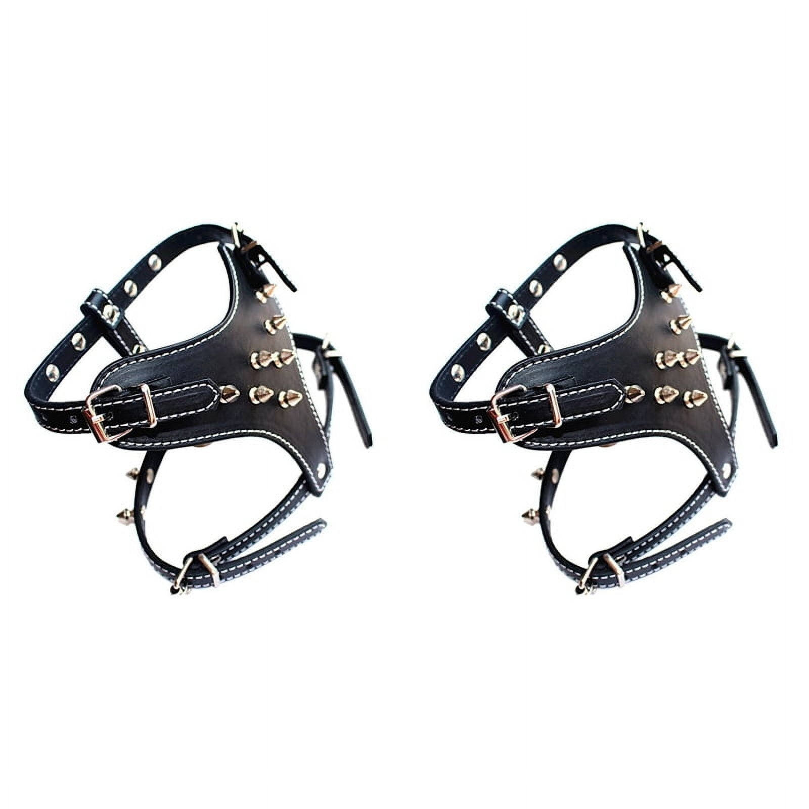 2X Spiked Studded Leather Puppy Dog Harness Vest for Small Breeds Black ...