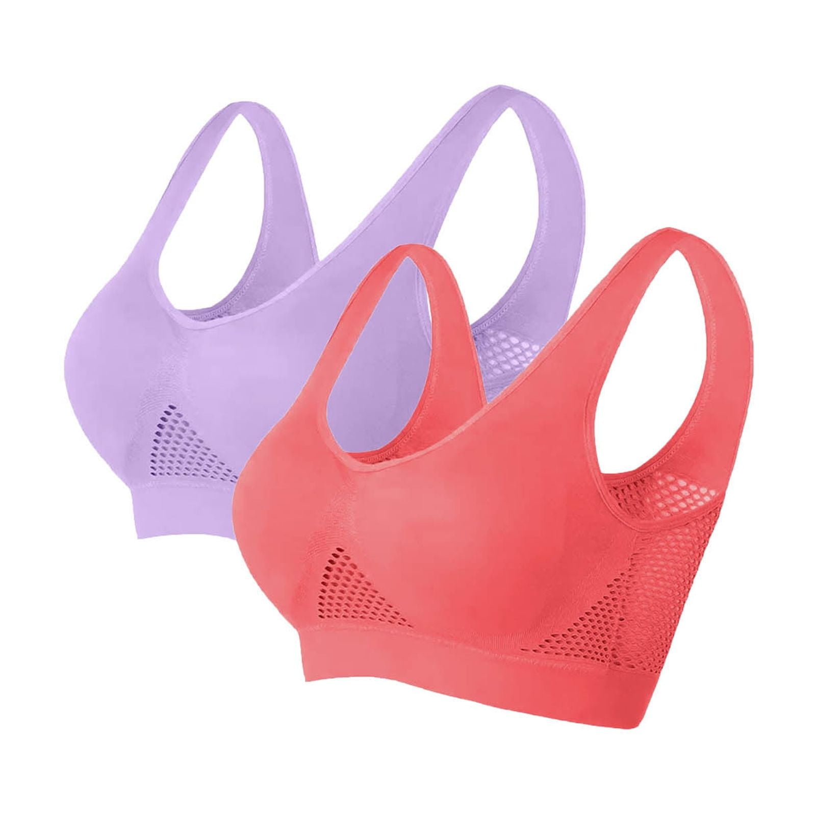 2X Sports Bras for Women 2 Pack Plus Size S-6XL Wireless Push Up ...