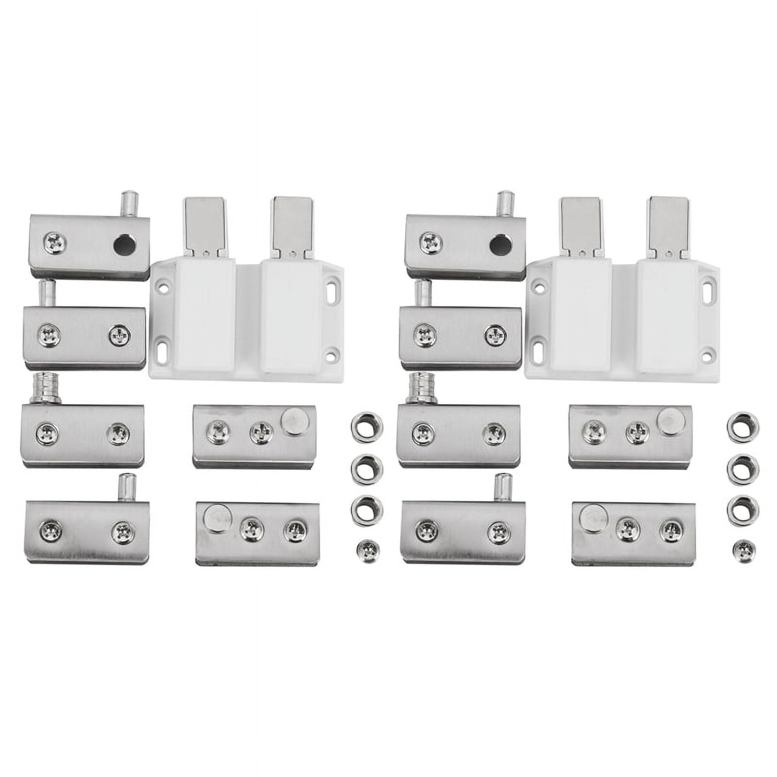 2X Stainless Steel Glass Door Pivot Hinge Double Magnetic Catch Set for ...