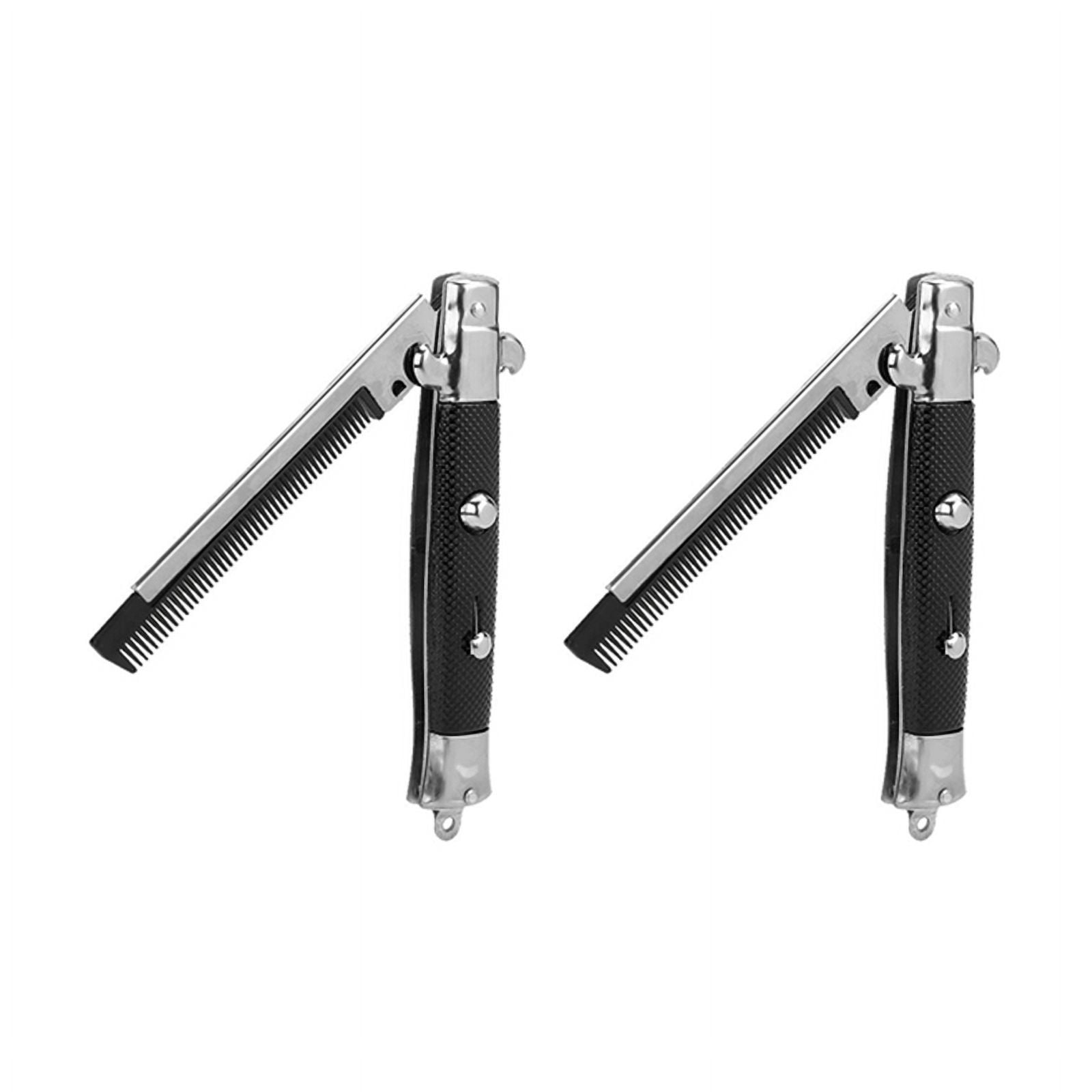 2X Stainless Steel Hair Folding Beard Comb Hairstyling Tools Switch ...