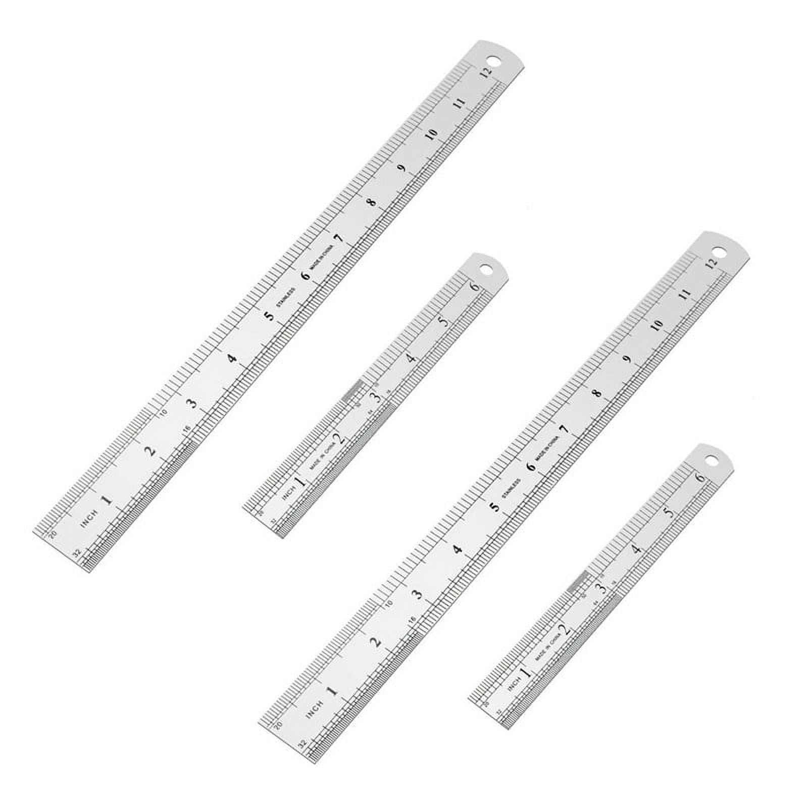 2X Stainless Steel Ruler 12 Inch + 6 Inch Metal Rulers,2 x 12 inch ...