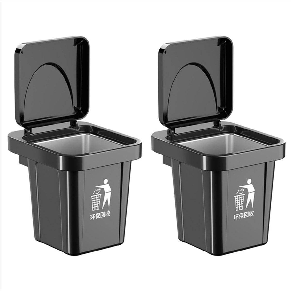 2X Stainless Steel Wall-Hanging Ashtray with Lid Trash Can-Shaped ...