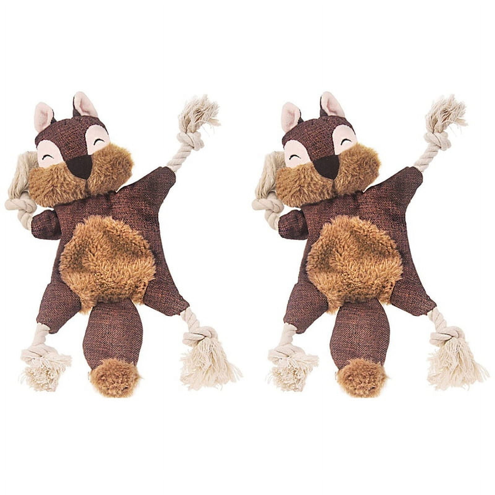 Stuffingless Squirrel Plush Dog Toy, Crinkle Squeaky Chew Toy, Dental ...
