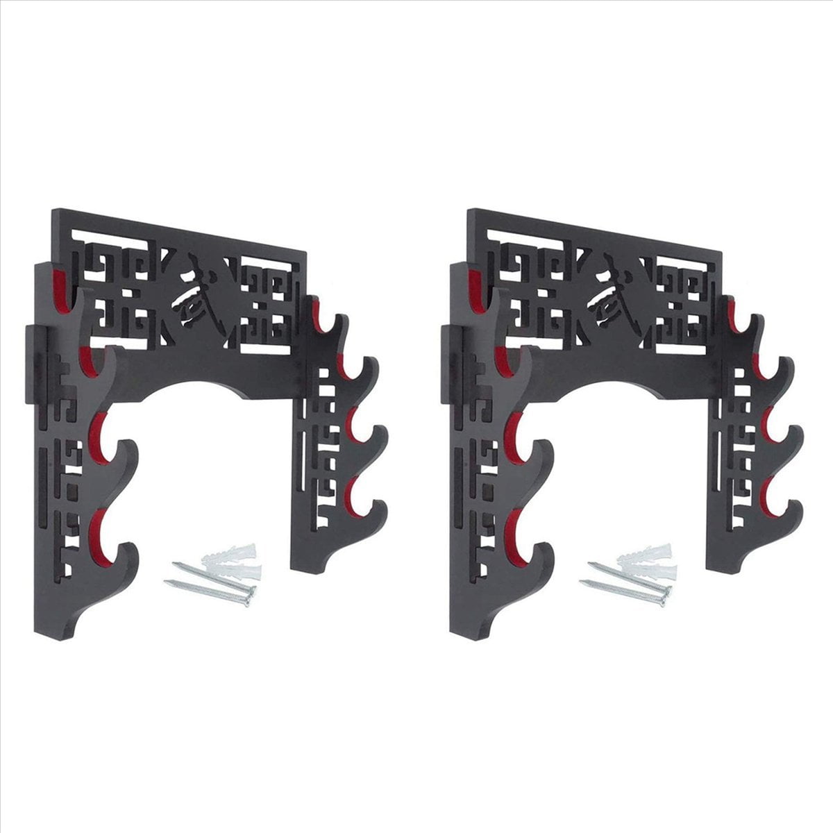 2X Sword Holder Wall Mount Stand Japanese Samurai Display Rack Hanger ...