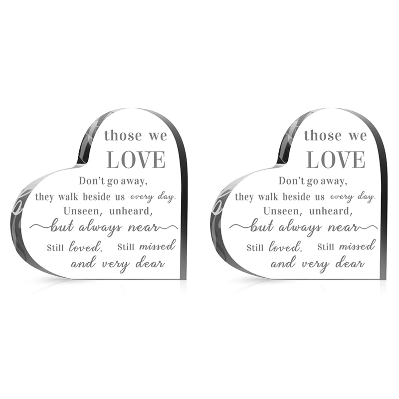 2X Sympathy Gifts Memorial Bereavement Gifts Acrylic Heart Condolence ...