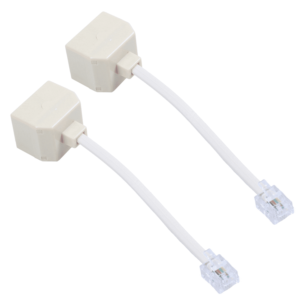 2X Telephone RJ11 Male Line to Double Female Jack Filter Splitter ...