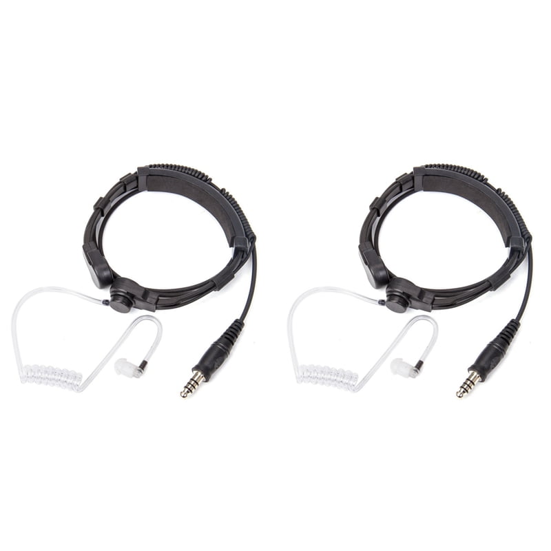2X Telescopic Heavy Duty Throat Vibration Mic Headphone Plug for Walkie ...