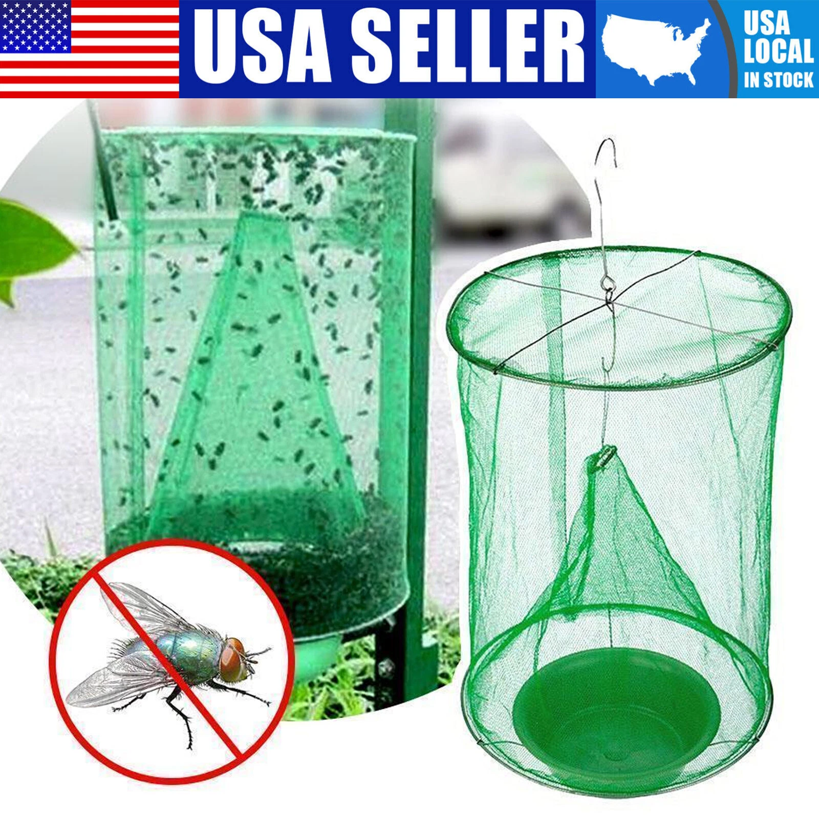 2X The Ranch Fly Trap Reusable Fly Catcher Killer Cage Net Trap Pest ...