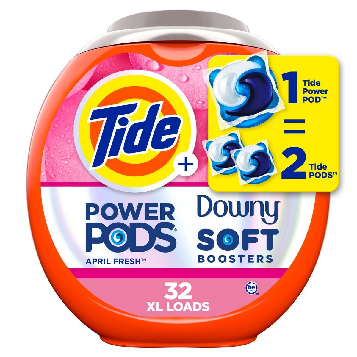 2X - Tide April Fresh Power Pods with Downy HE Compatible Laundry ...