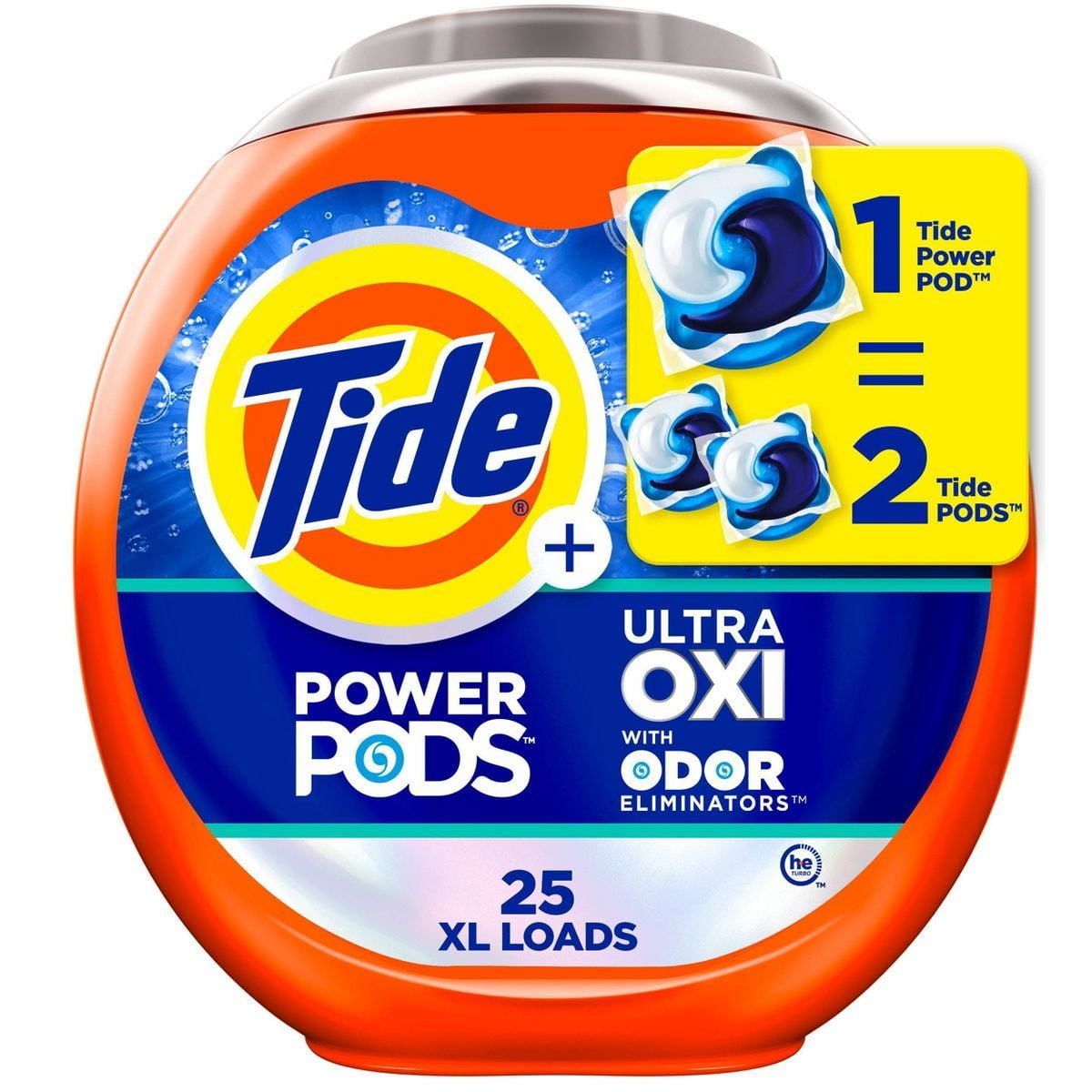 2X - Tide Ultra Oxi Power Pods HE with Odor Eliminators for Visible and ...