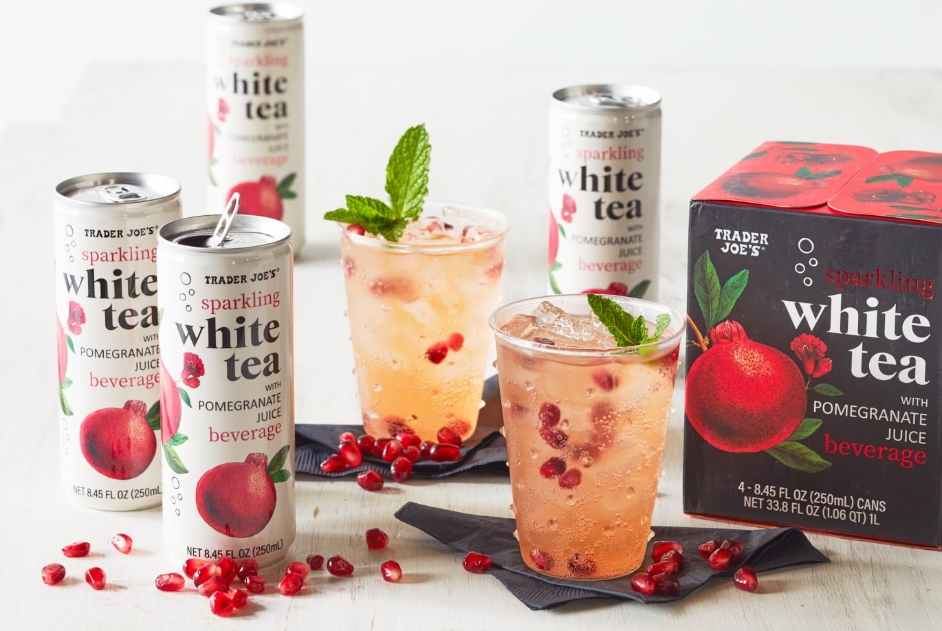 Pack of 2 - TJs Sparkling White Tea with Pomegranate Juice 8.45 Fl Oz ...