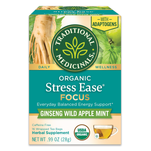 2X - Traditional Medicanals Organic Stress Ease Focus Ginseng Wild ...