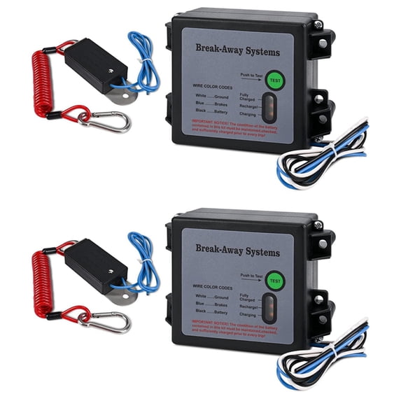 2X Trailer Brakes Breakaway Kit with Switch, LED Test Light Electric ...