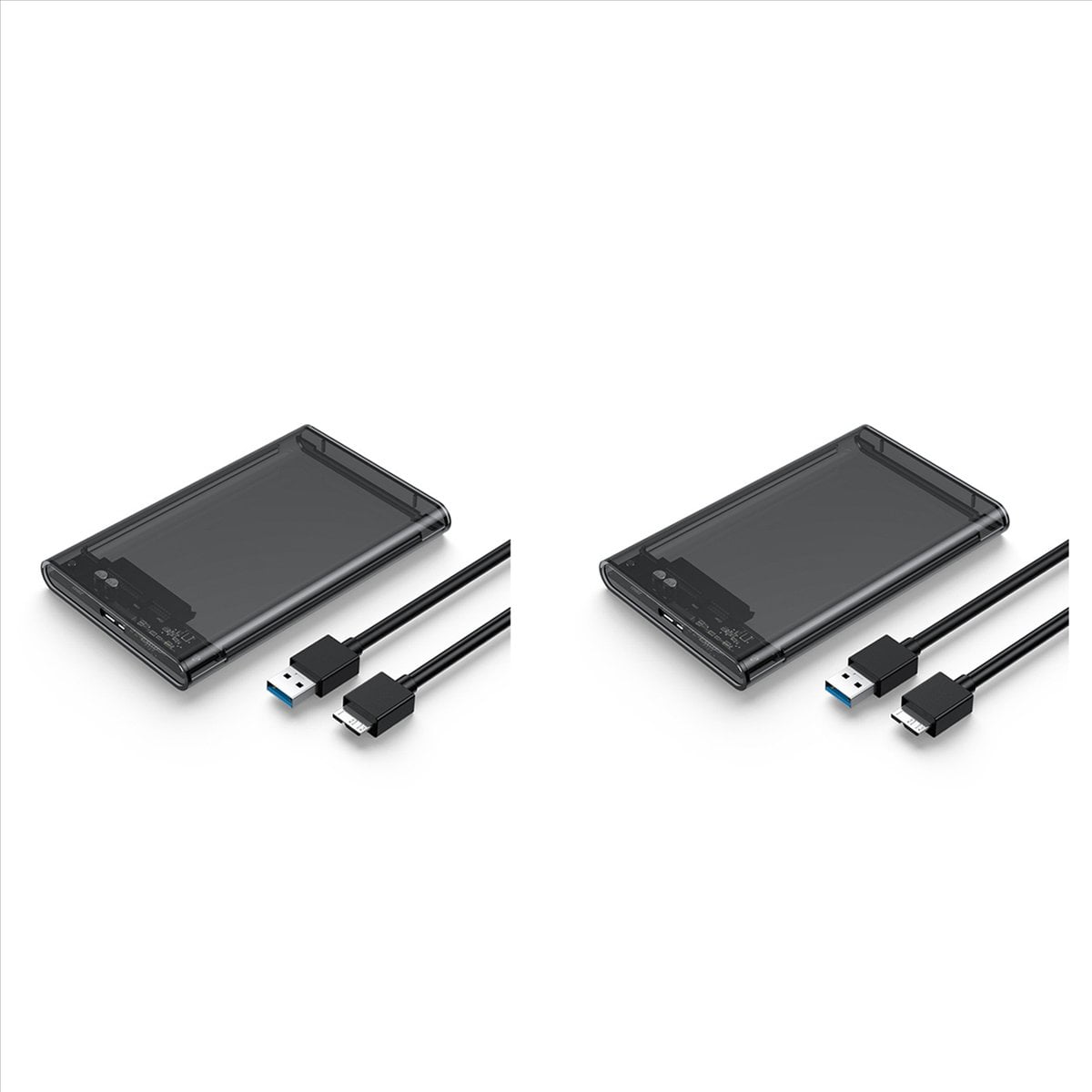 2X Transparent Gray HDD Case for Hard Box 2.5 Inch Enclosure to USB 3.0 ...
