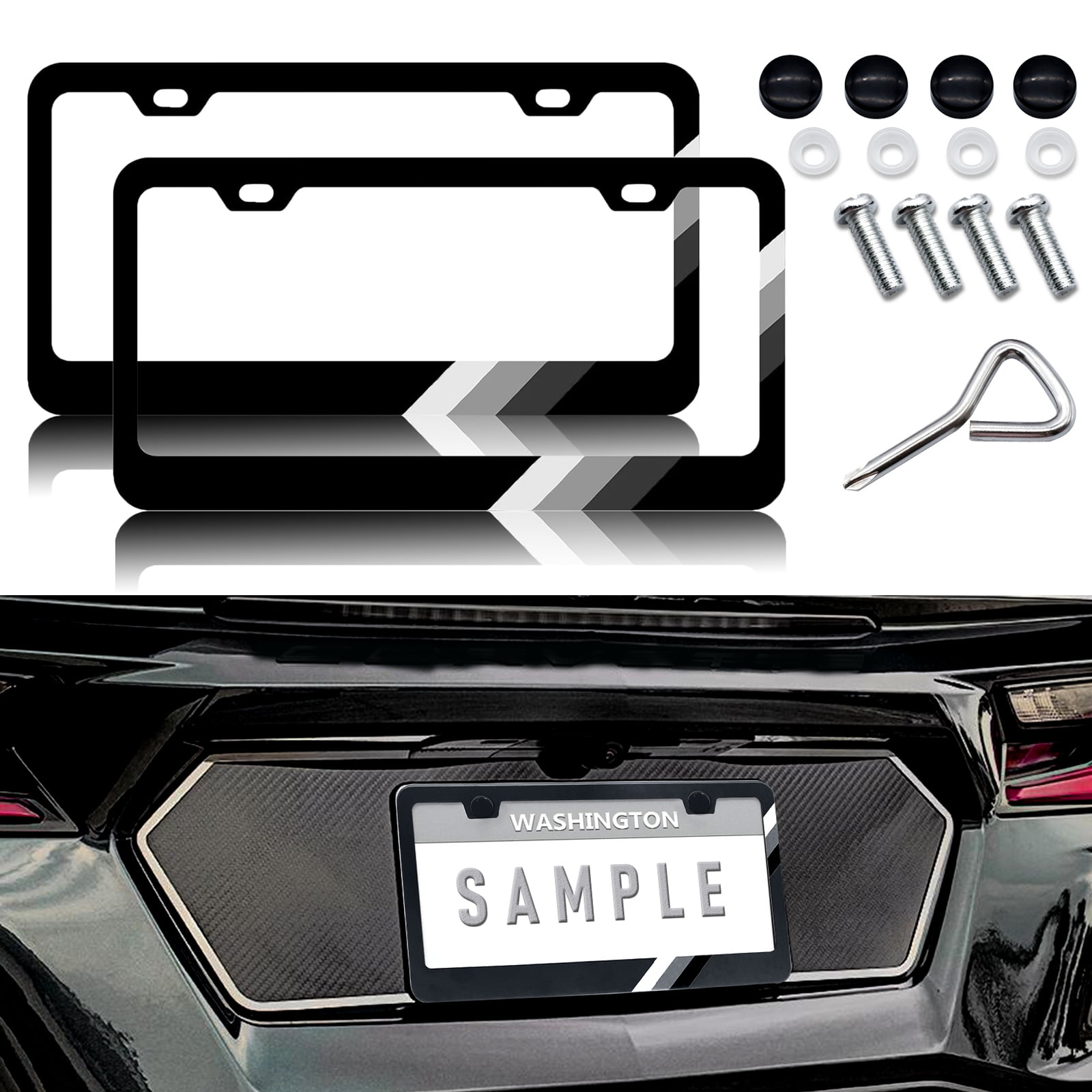 2X Tri Color Car SUV License Plate Tags Frame Cover Set Fits for Toyota ...
