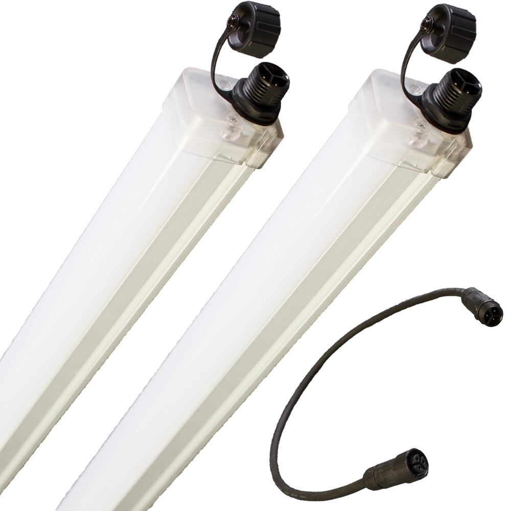 2X Tri proof 4FT LED TUBE LIGHT 30W WATERPROOF + POWER & 1FT LINK CABLE ...