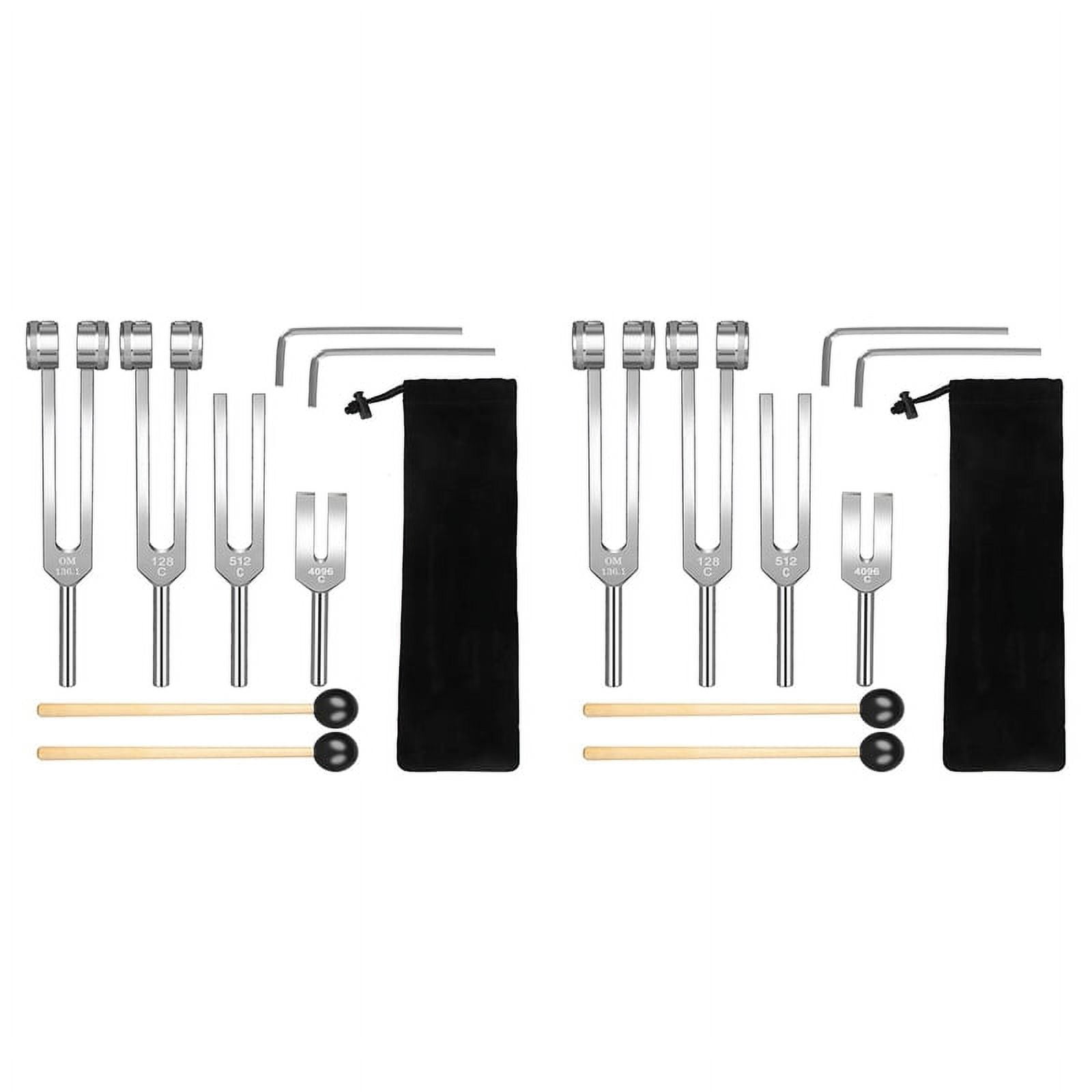 2X Tuning Fork Set (128Hz, 136.1Hz, 512Hz,4096Hz) of Tuning Forks with Reflex Hammer for Healing ...
