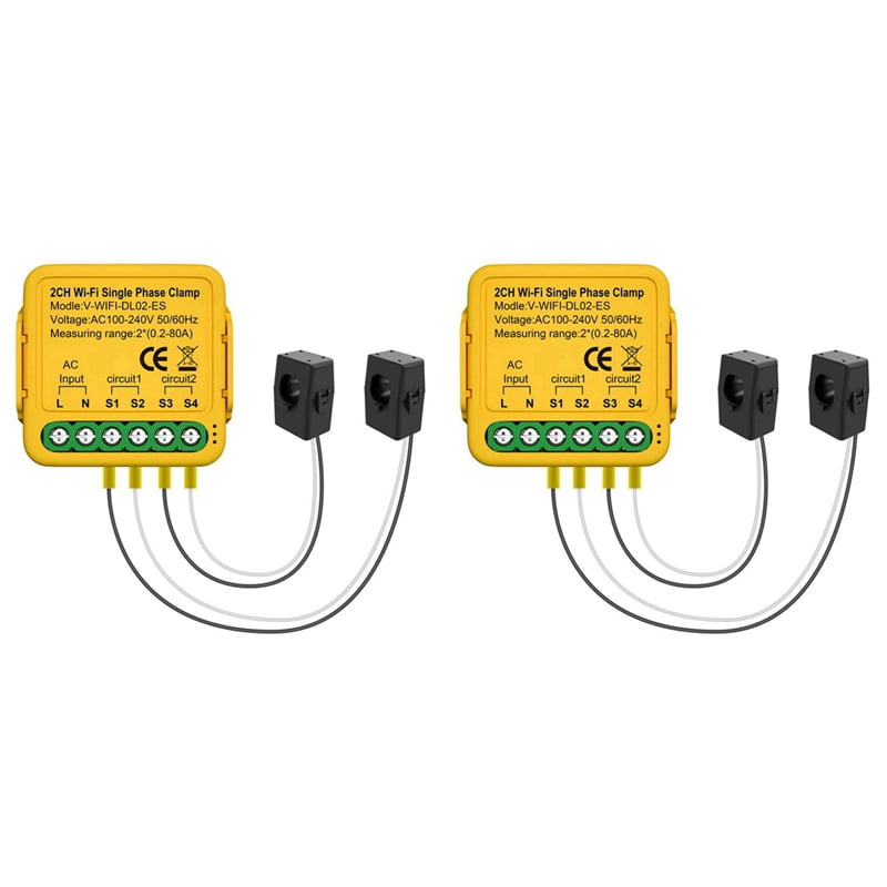 2X Tuya Bilateral WiFi Energy Meter 80A with Clamp CT KWh Power ...