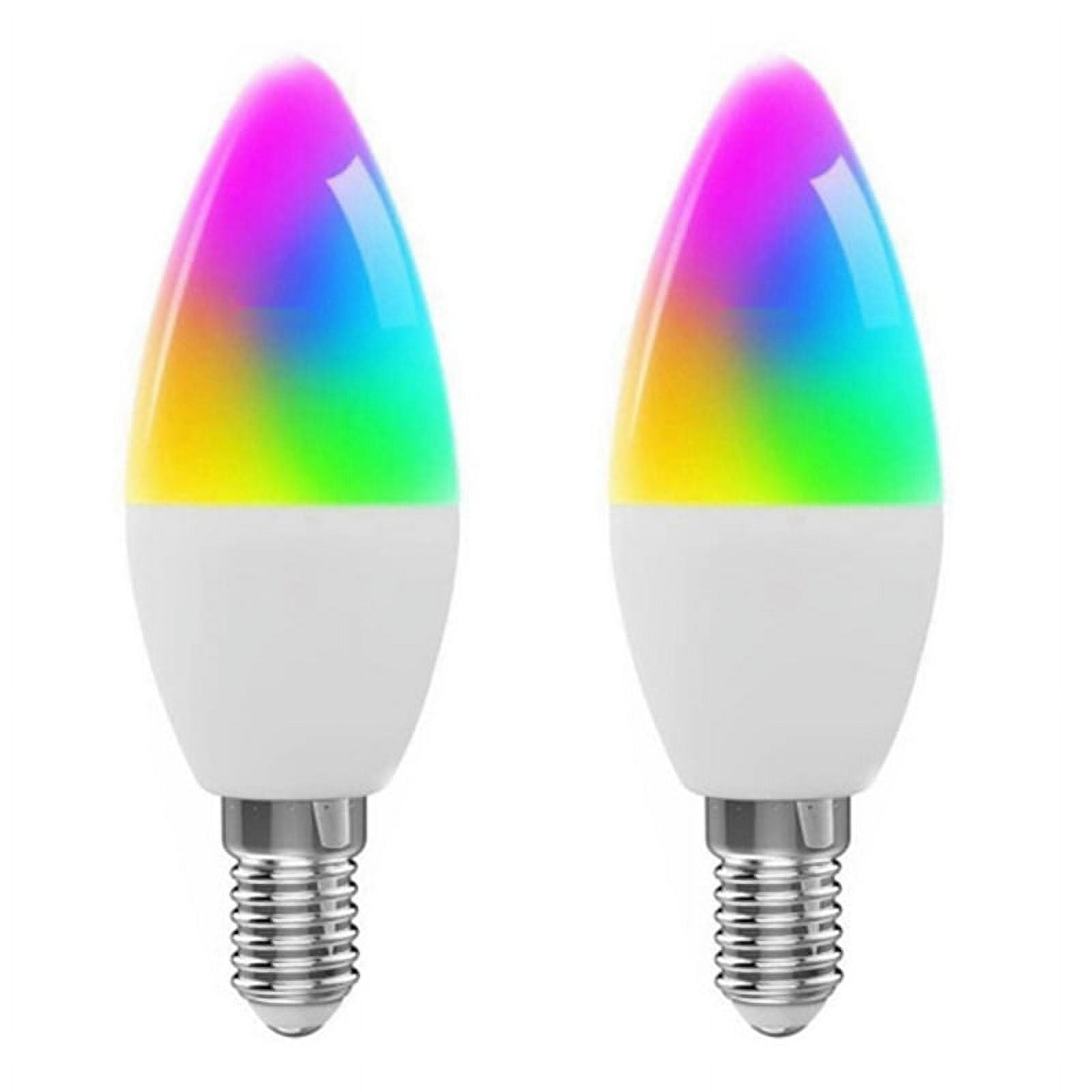 2X Tuya E14 Smart Bulb Dimmable Five-Way Spiral Candle Bulb WiFi RGB ...