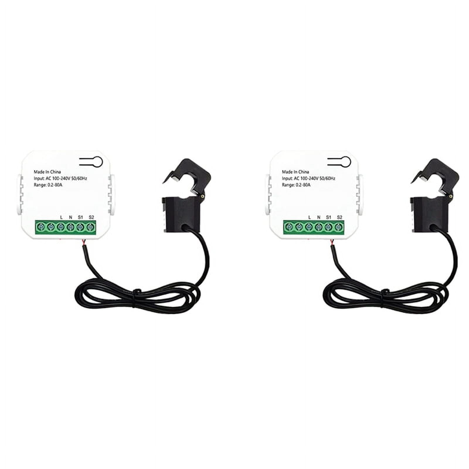 2X Tuya Smart Life WiFi Energy Meter 80A with Current Transformer Clamp ...