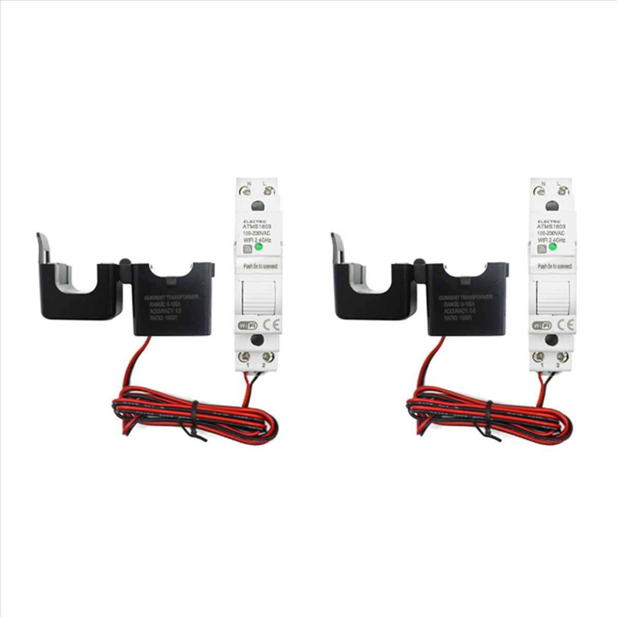 2X Tuya Smart WiFi Electricity KWH Meter Din Rail Single Phase AC 110V ...