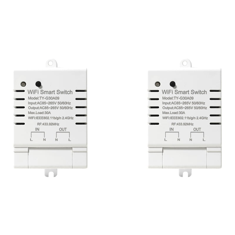 2X Tuya Smart WiFi Switch DIY AC 85-265V WiFi Wireless Controller 30A ...