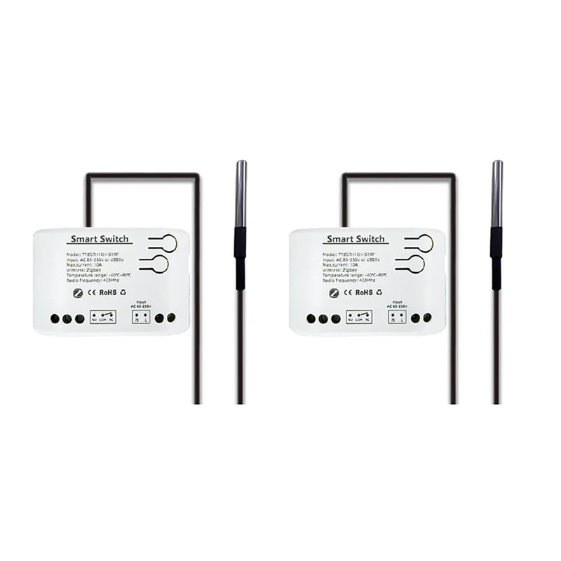 2x Tuya Smart Zigbee Switch With Temperature Sensor Passive Dry Contact Zigbee Relay Work With