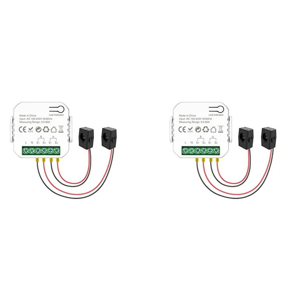 2X Tuya Wifi Smart Power Meter with Current Transformer Clamp 2 Channel ...