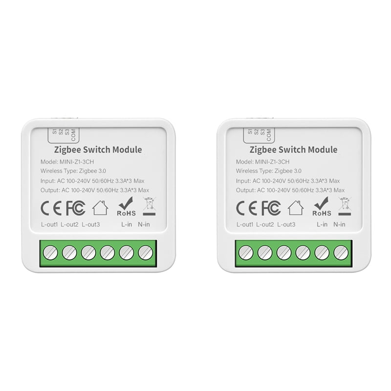 2X Tuya Zigbee 3 CH DIY Smart Switch 3-Way Control Light Relay Smart ...