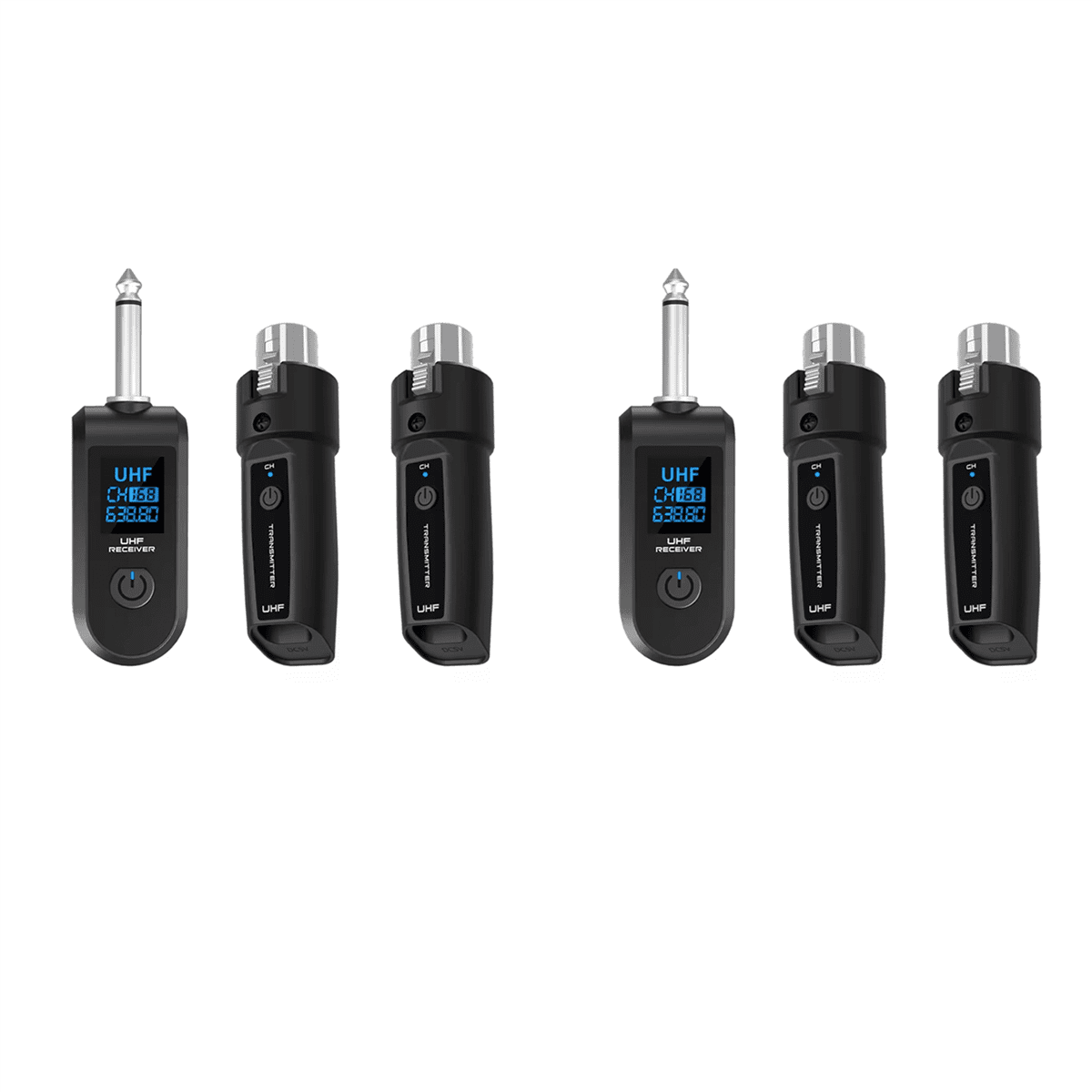 2X UHF XLR Adapter System Wireless Microphone Transmitter Receiver for ...