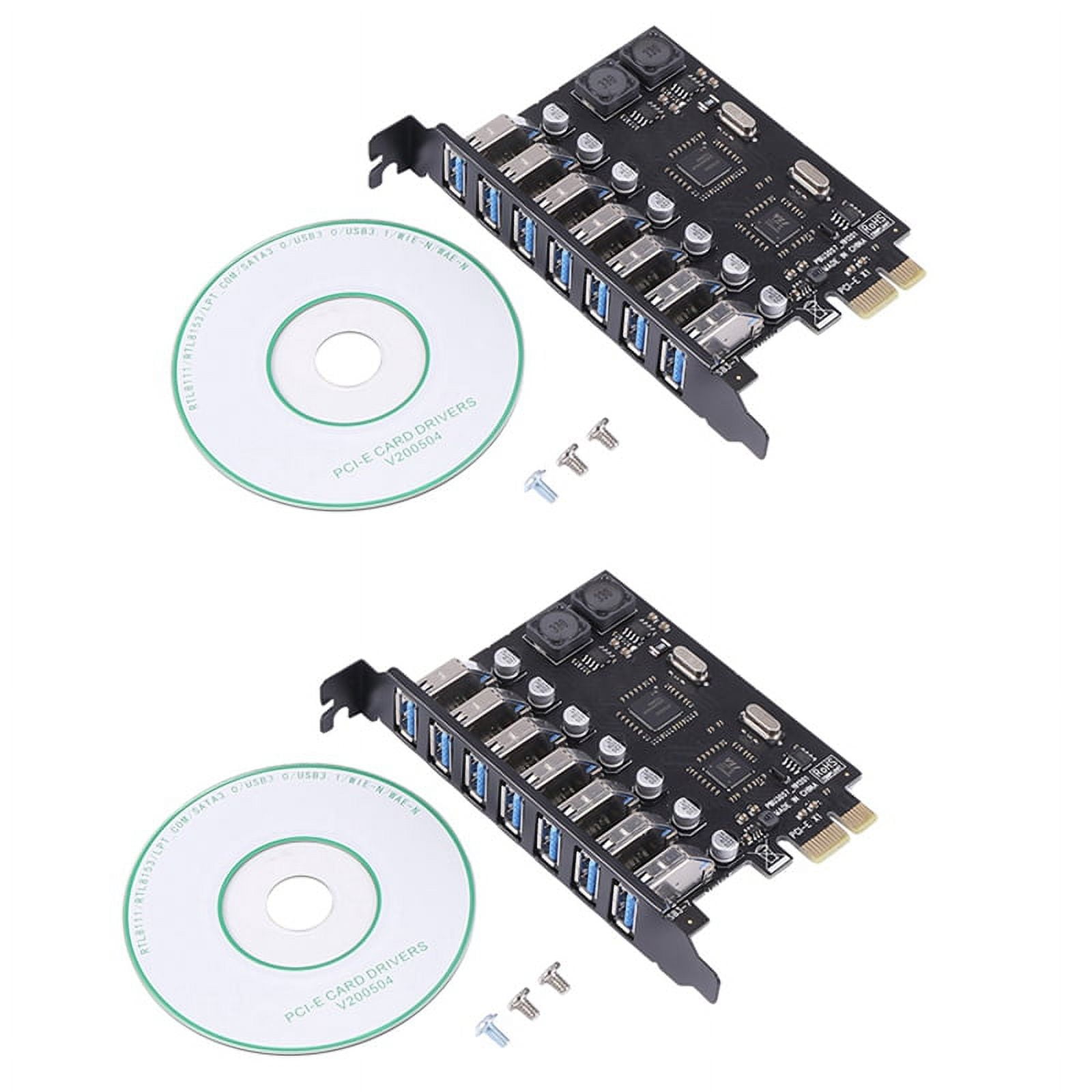 2X USB 3.0 PCI-E Expansion Card Adapter 7 Ports USB 3.0 Hub Adapter External PCI-E Extender PCI ...