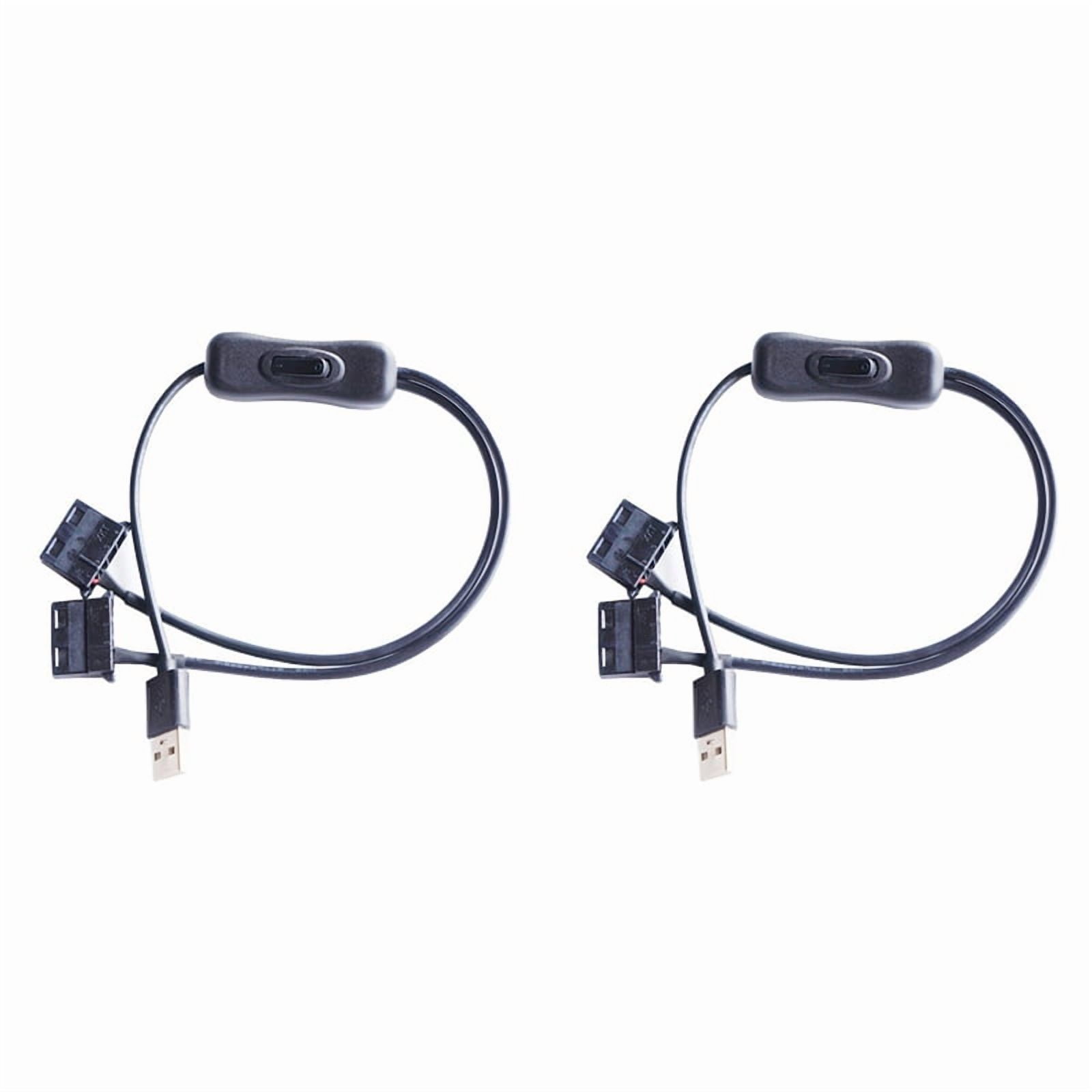 2X USB 5V to Dual 4PIN Molex Fan Adapter Cable with Switch Y Splitter ...