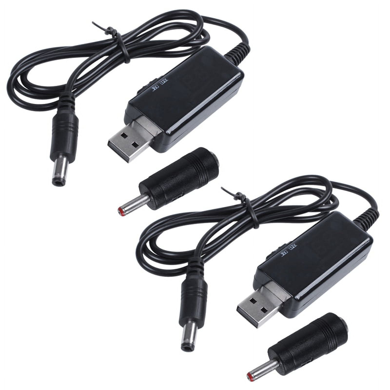 2X USB Boost Cable 5V Step Up to 9V 12V Adjustable Voltage Converter 1A ...