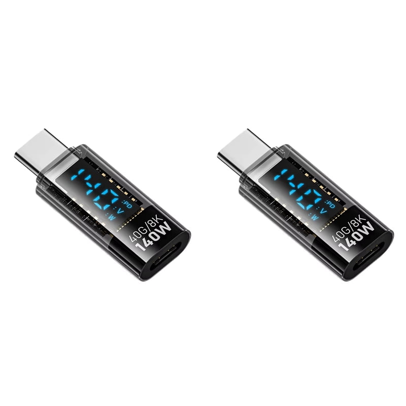 2X USB C Adapter LED Wattage Display 140W 40Gbps 8K PD3.1 Type C ...