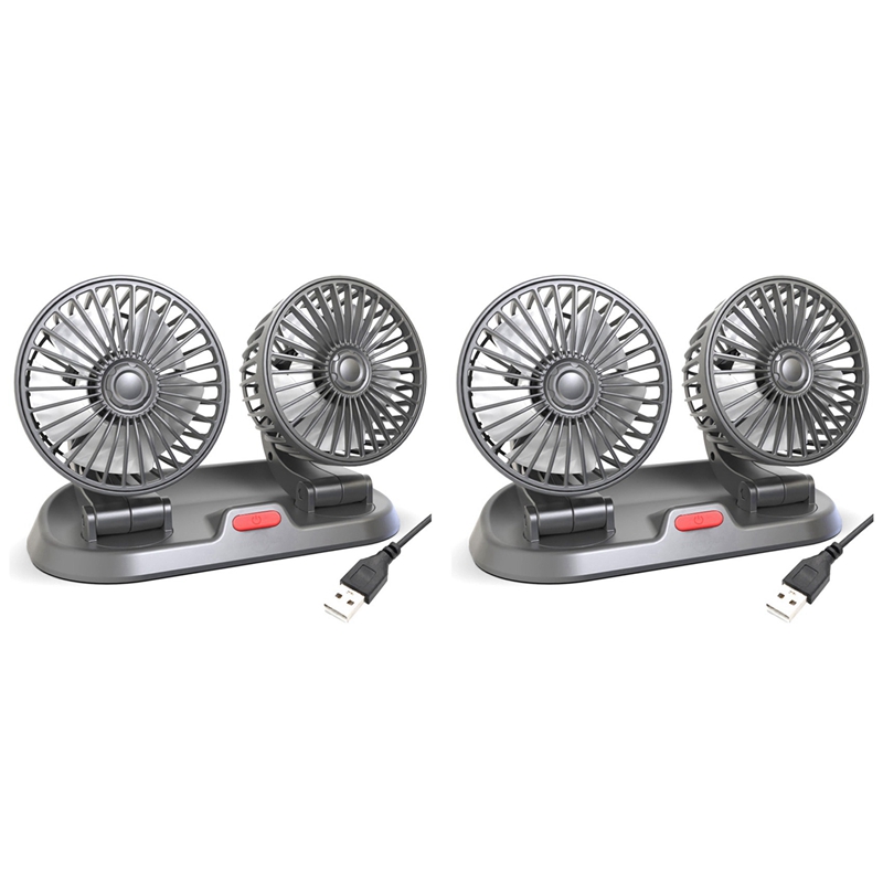 2X USB Car Fan Double Fan Portable Auto Cooling Fan Cooling Big Wind ...