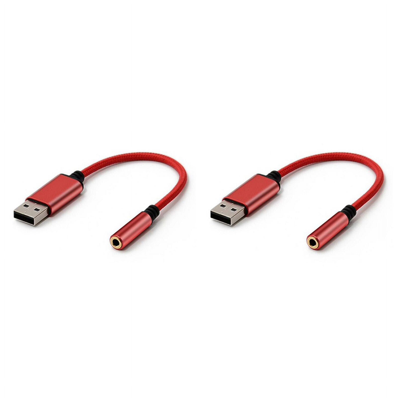 2X USB to 3.5mm Headphone Jack Audio Adapter,External Stereo Sound Card ...