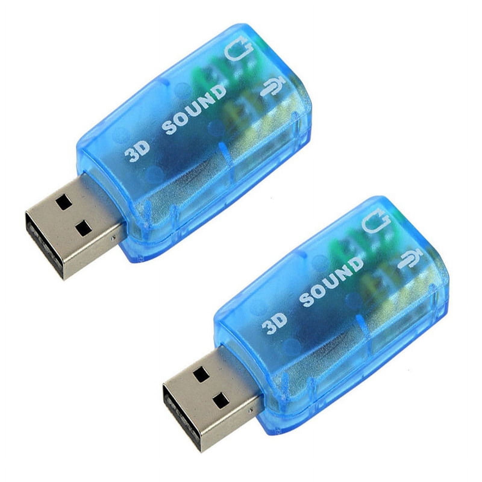 2X USB to 3.5mm Mic Headphone Jack Stereo Headset 3D Sound Card Audio ...