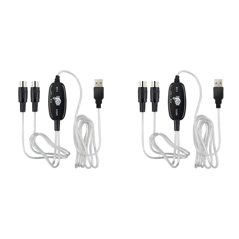 2X USB to MIDI 5Pin Cable Converter 2in 1 to PC Audio Output Editing ...