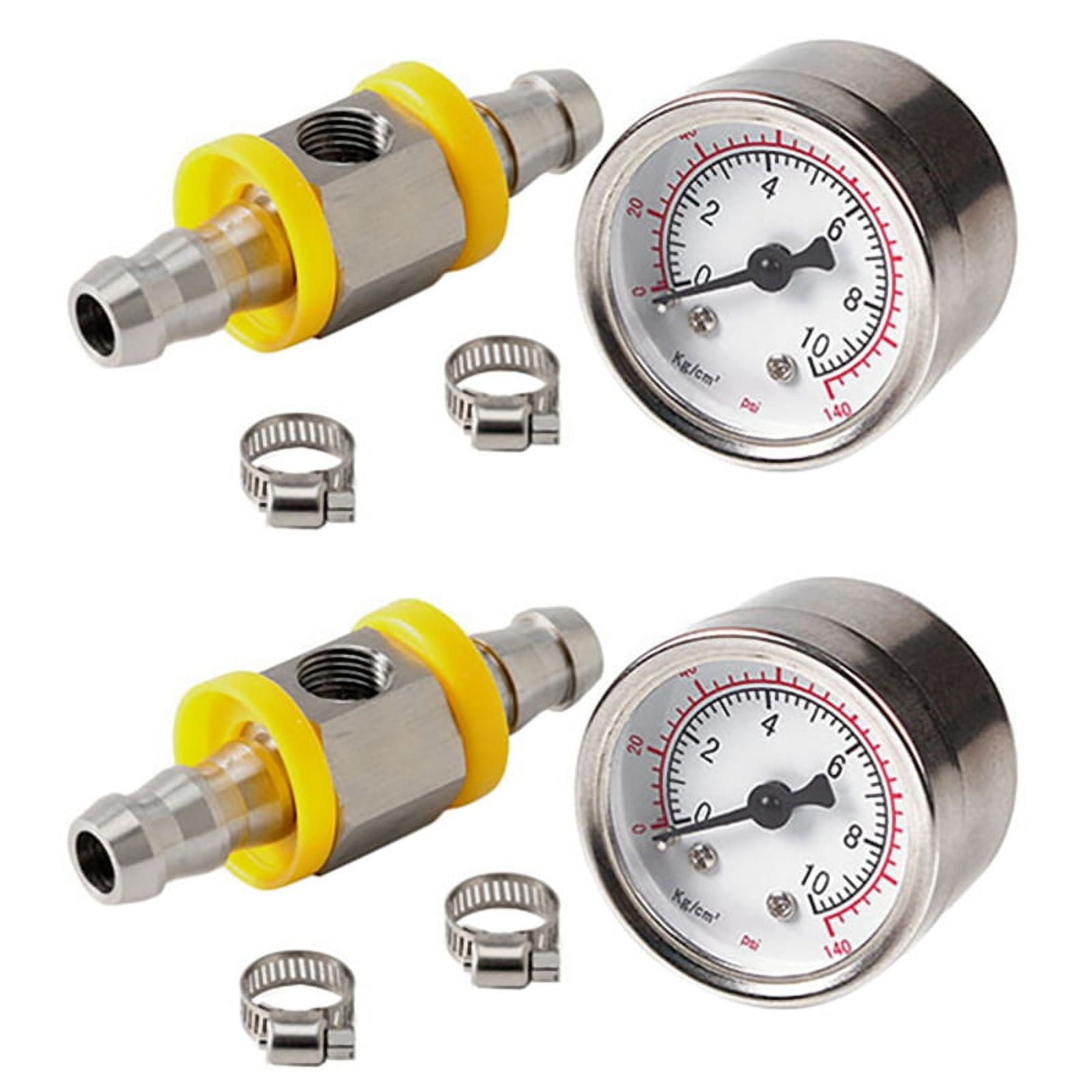 2X Universal Fuel Pressure Gauge 1/8 NPT(140 Psi) with 3/8 Inch Fuel ...
