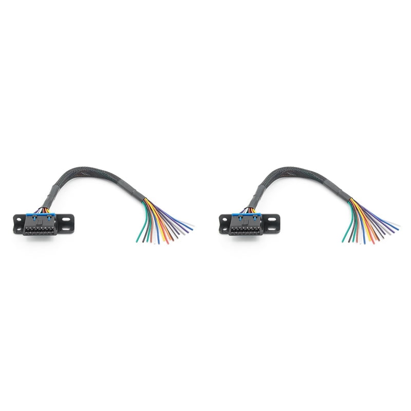 2X Universal OBD2 16Pin Female Connector to Open OBD Cable Female ...