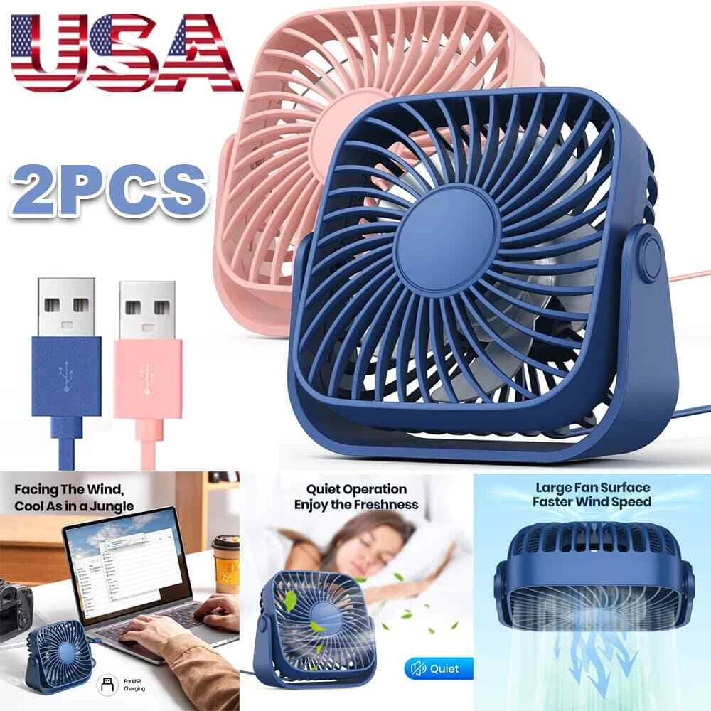2X Usb Desk Fan Small Mini Ultra-Quiet 3 Speed Wind Cooling Fan For ...