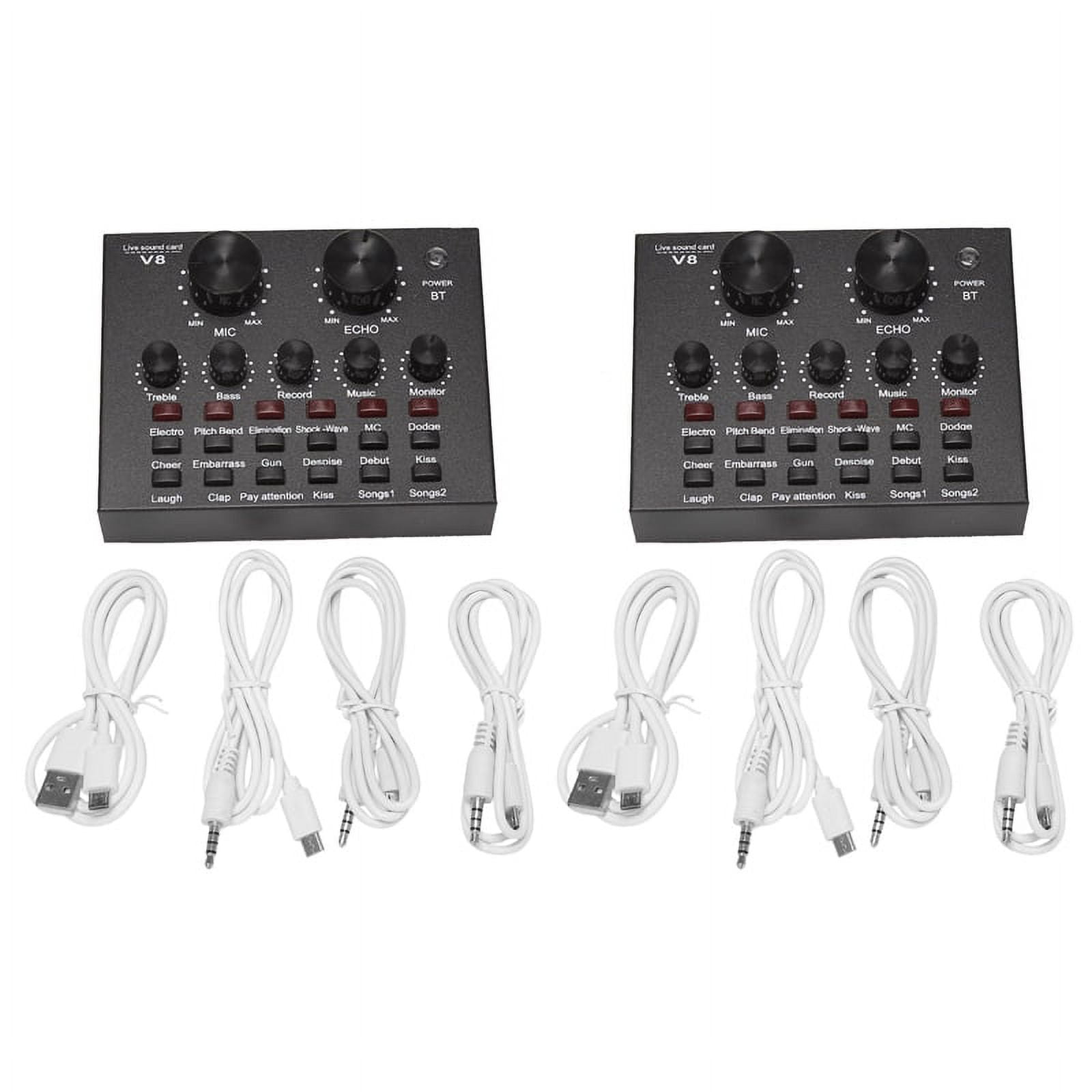 2X V8 Sound Card Audio Set Interface External USB Live Microphone Sound ...