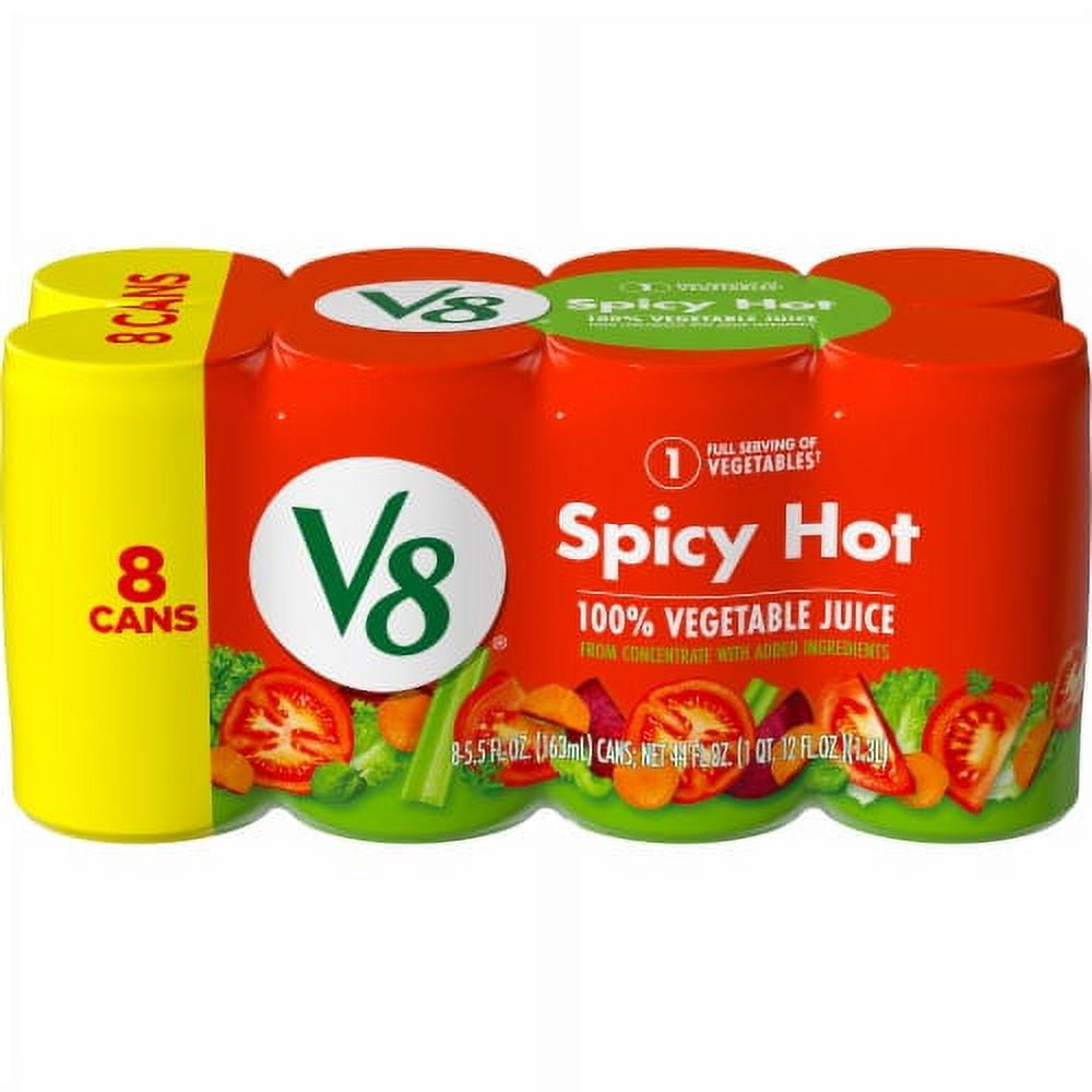 2X-V8 Spicy Hot 100% Vegetable Juice - 5.5 fl oz - 8 pk - Walmart.com