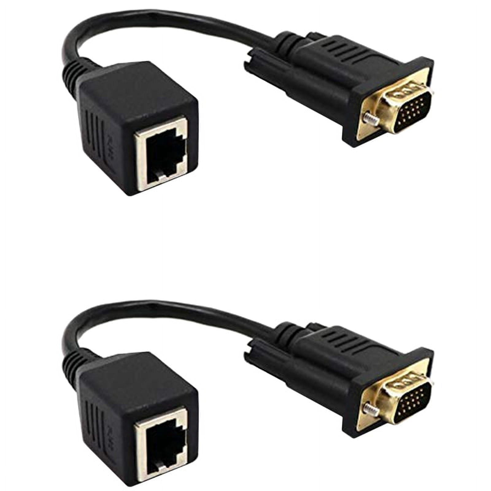 2X VGA to RJ45 Adapter Network Cable to VGA Network Cable Connector Monitor to Network Cable ...