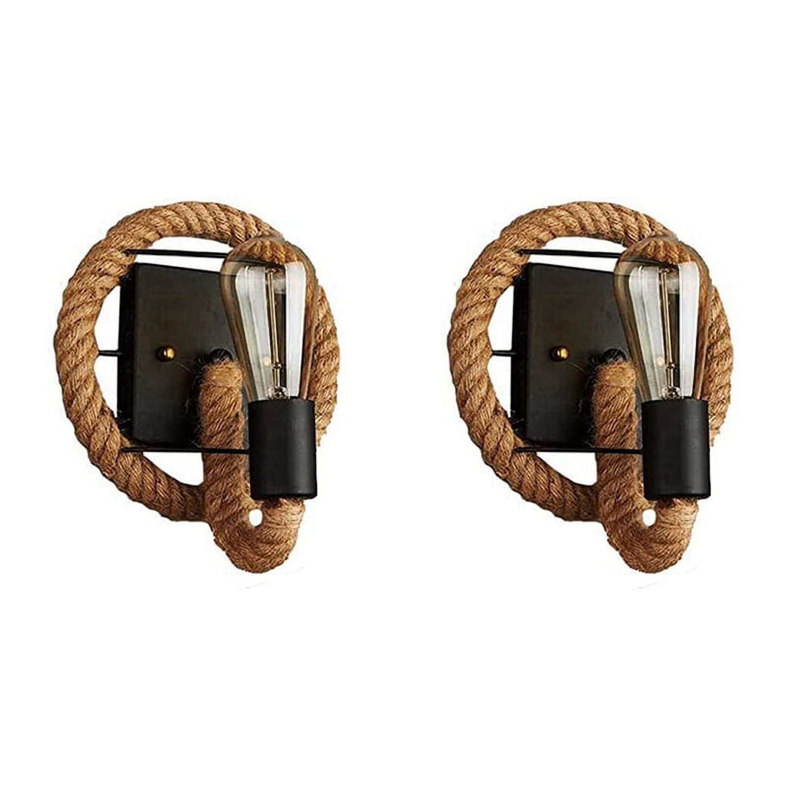 2X Vintage Wall Lamp American Rope Industrial Lamp Personality Bar Iron ...