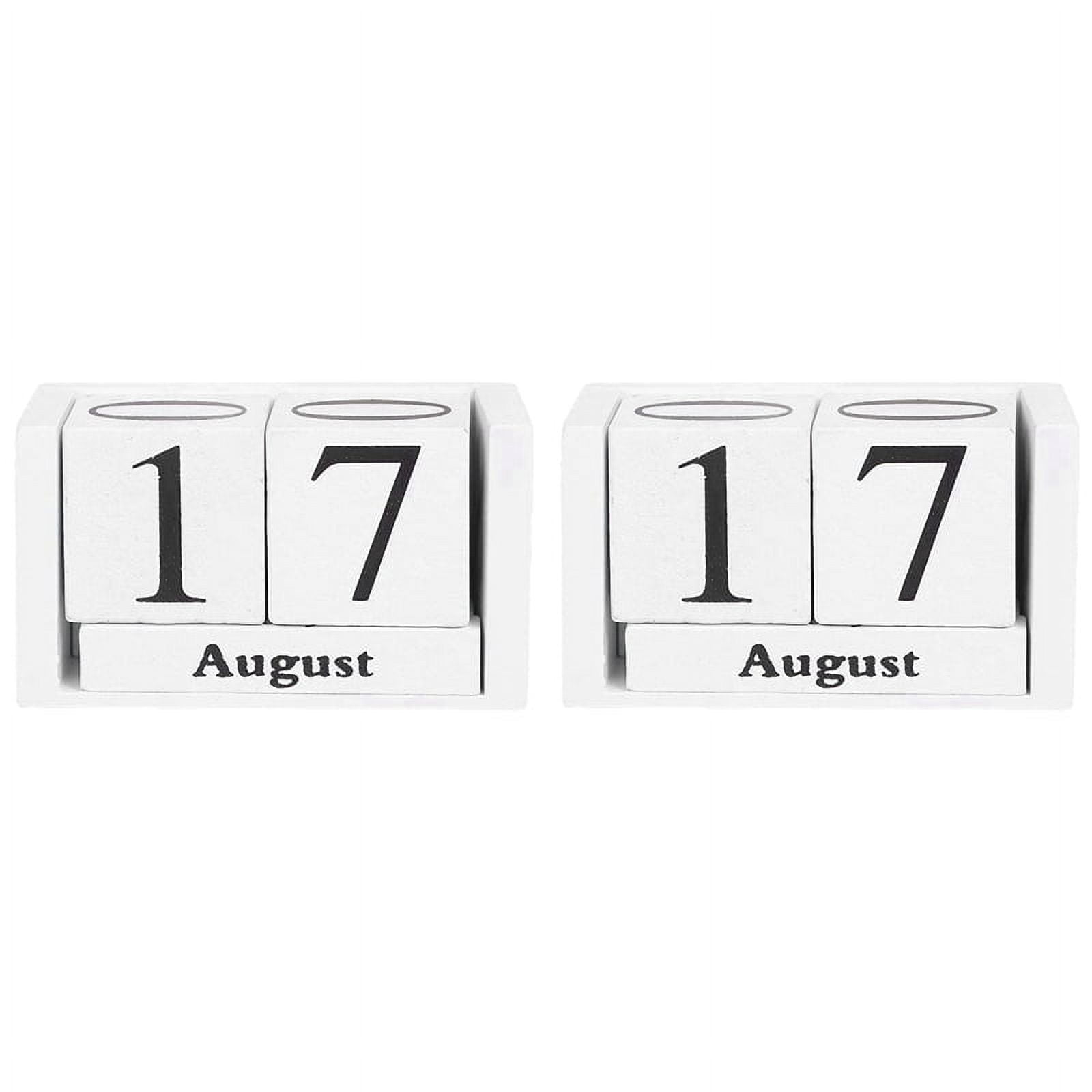 2X Vintage Wood Calendar Shabby Chic Blocks Desktop Calendar Rustic ...