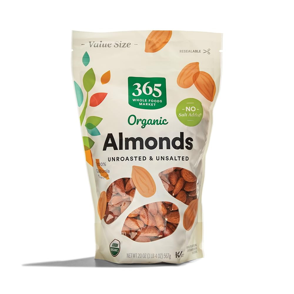 2X - WF365 , Almonds Unroasted Unsalted Value Size Organic, 20 Ounce ...